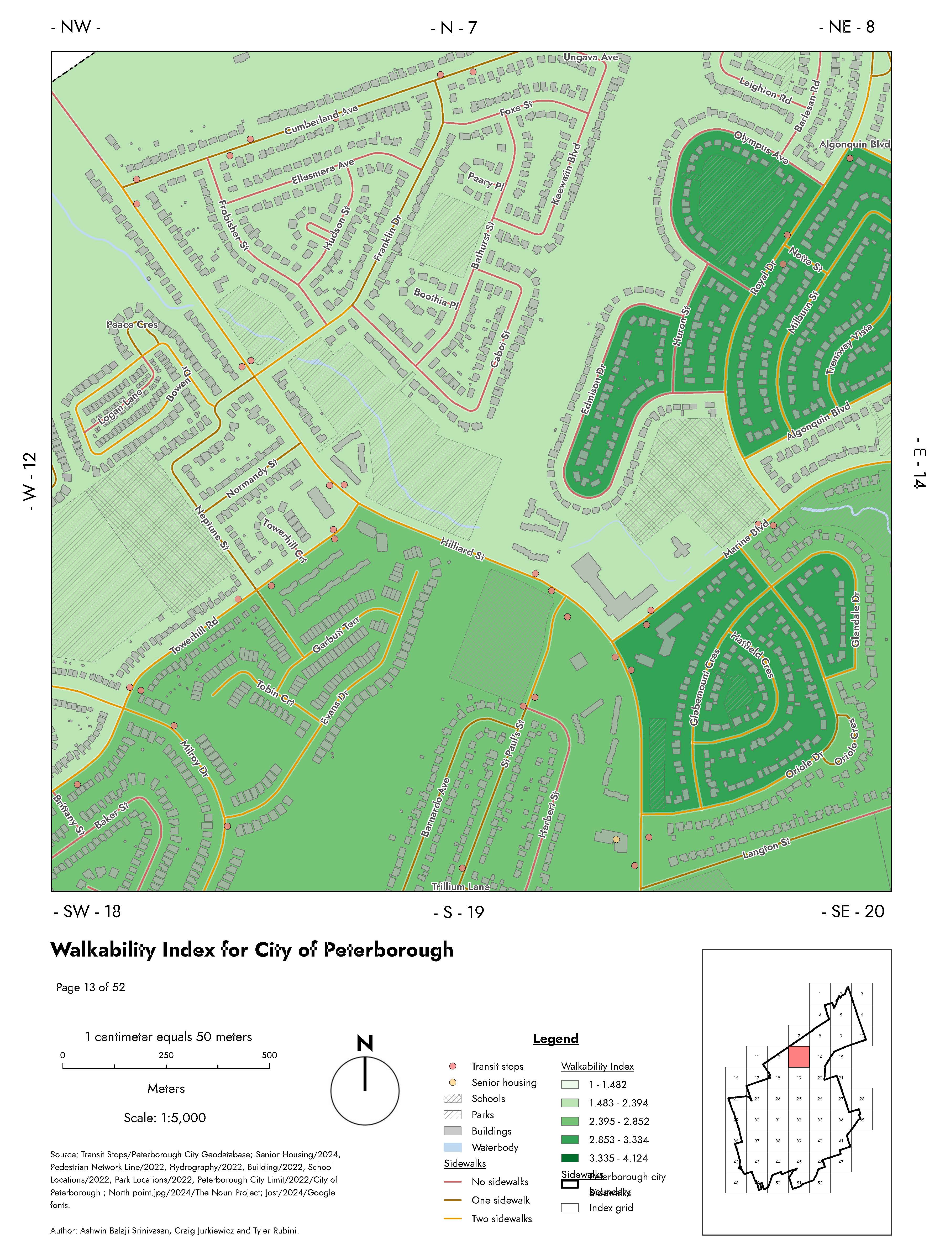 Walkability Index For The City of Peterborough